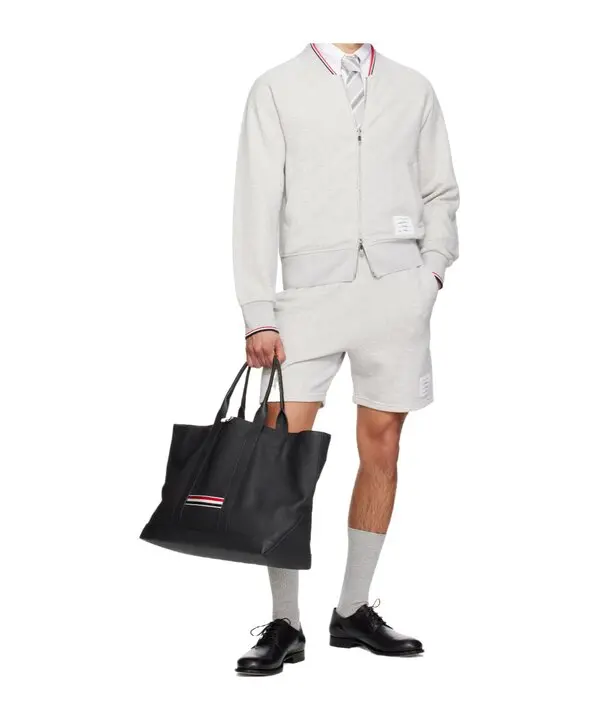 Thom Browne Drawstring Shorts With Signature Striping - Gray