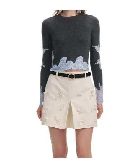 SELF-PORTRAIT Contrast Lace Trim Jumper