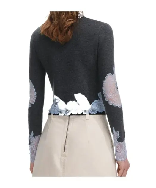SELF-PORTRAIT Contrast Lace Trim Jumper