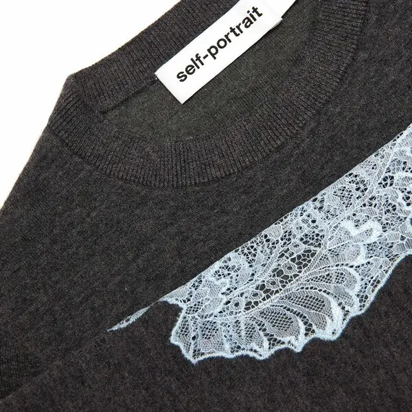 SELF-PORTRAIT Contrast Lace Trim Jumper