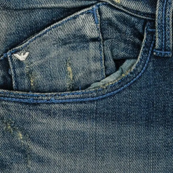 Emporio Armani Logo Straight Jeans - Blue