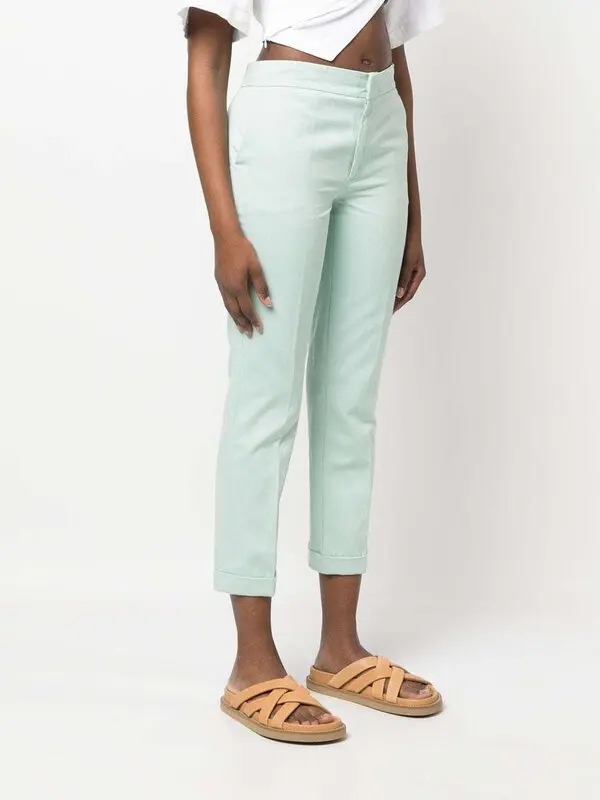 TWINSET Cigarette Trousers With Zippers And Folded Hems - Blue