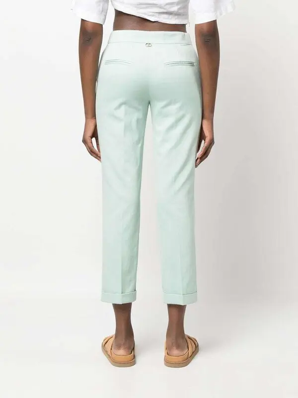 TWINSET Cigarette Trousers With Zippers And Folded Hems - Blue