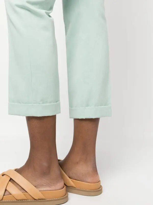 TWINSET Cigarette Trousers With Zippers And Folded Hems - Blue
