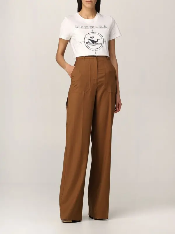Max Mara Tailored Wide-leg Trousers With Monogram Detail