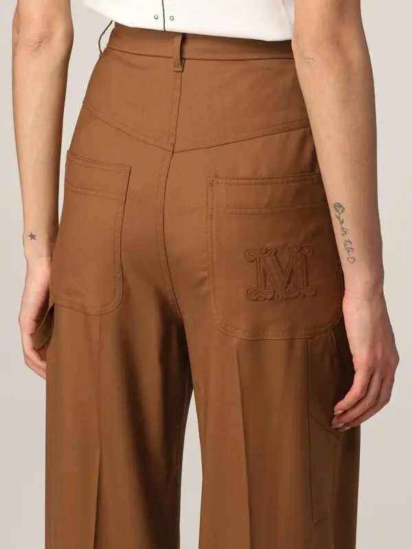 Max Mara Tailored Wide-leg Trousers With Monogram Detail