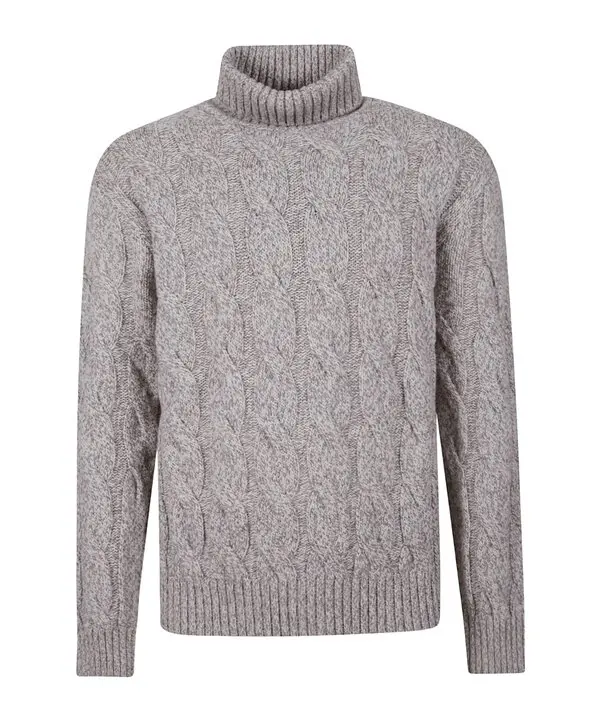 Eleventy Turtleneck Sweater With Ribbed Cuffs And Hem - Gray