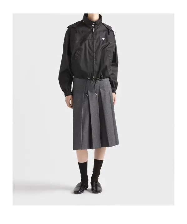 Prada Logo Plaque Hooded Jacket