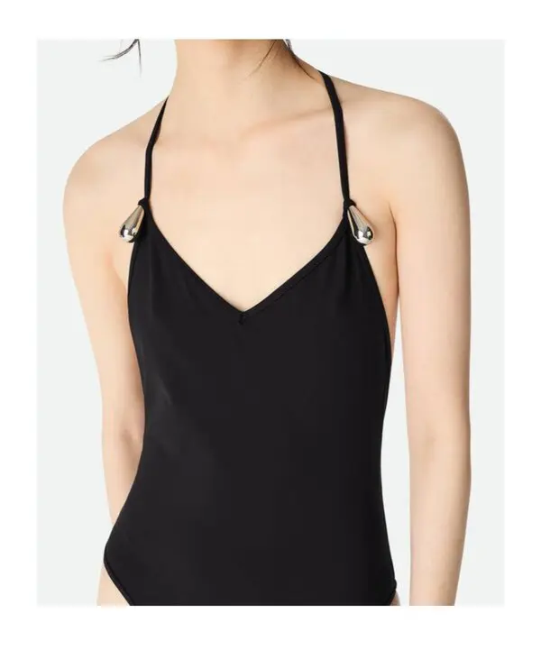 Bottega Veneta Stretch Tech Nylon Swimsuit With Metal Drop Details