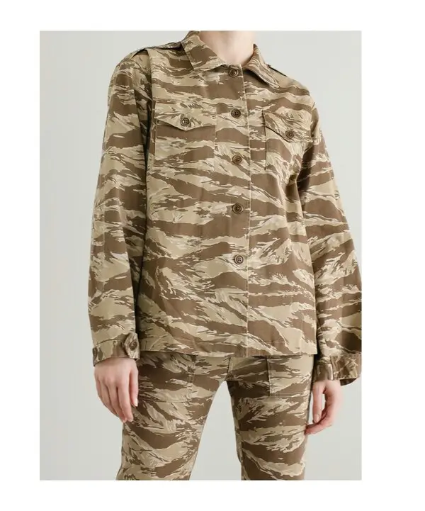 NILI LOTAN Camouflage Print Shirt With Classic Collar - Nude