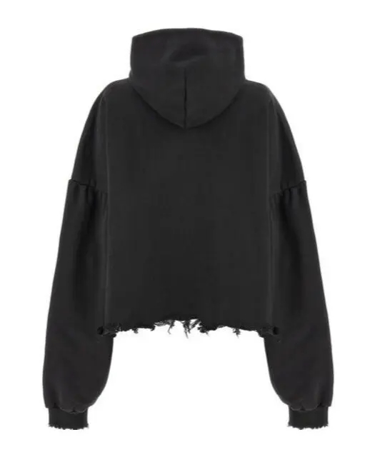 Balenciaga Logo Printed Distressed Hoodie