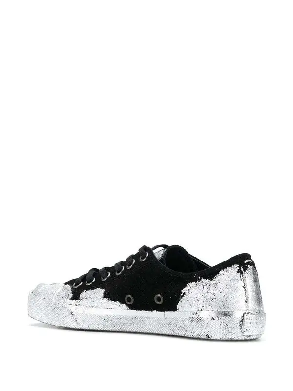 MAISON MARGIELA Tabi Paint-effect Lace-up Sneakers - Black