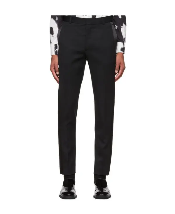 Alexander McQueen Straight-leg Tailored Pants With Satin Trim