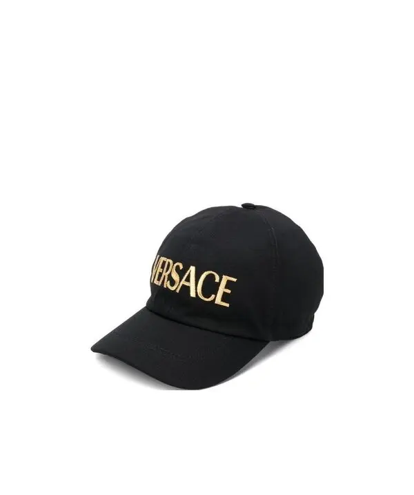 Versace Logo Embroidered Baseball Cap - Black