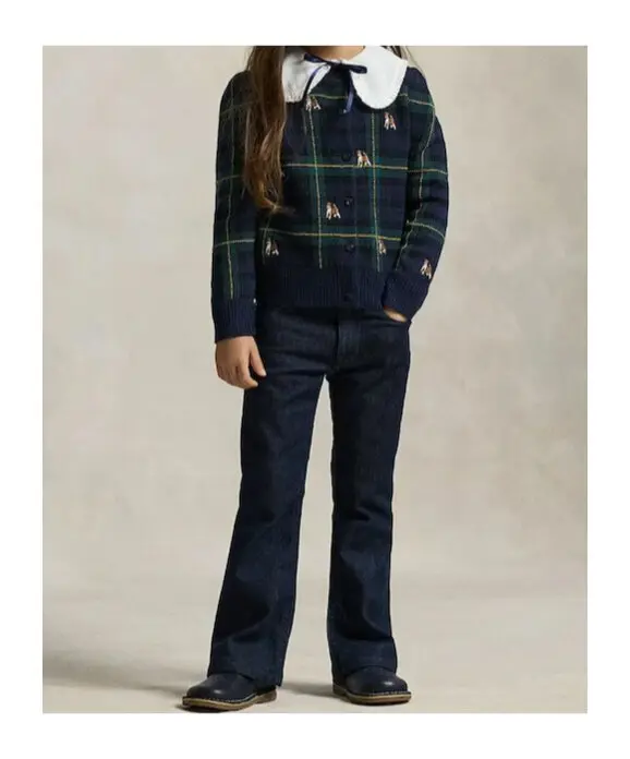 Polo Ralph Lauren Check Pattern Cardigan With Dog Embellishments