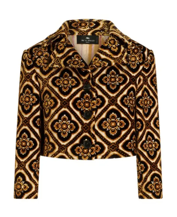 Etro Geometric-printed Buttoned Cropped Jacket