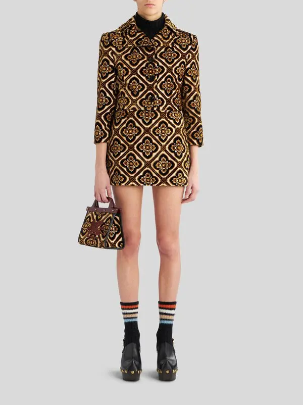 Etro Geometric-printed Buttoned Cropped Jacket