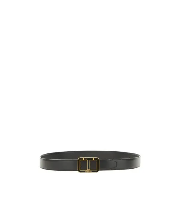 TOM FORD Logo Buckle Leather Belt - Black