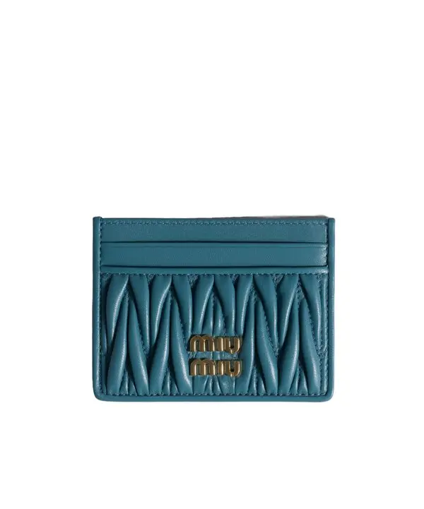 Miu Miu Logo-lettering Cardholder - Marina Blue