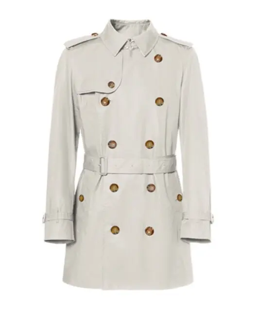 Burberry Double Breasted Belted Trench Coat - White