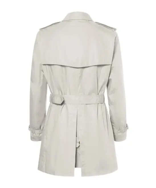 Burberry Double Breasted Belted Trench Coat - White