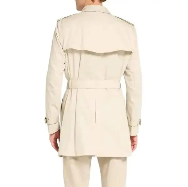 Burberry Double Breasted Belted Trench Coat - White