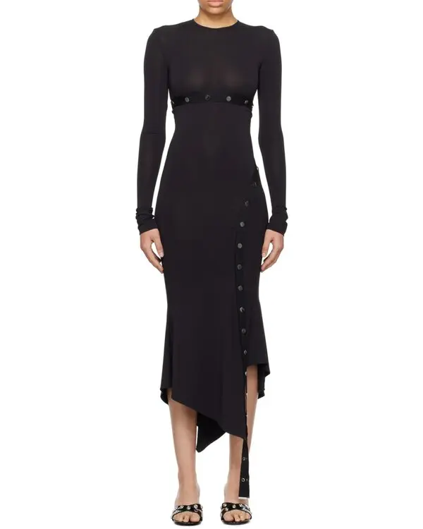 Attico Asymmetric Convertible Long-sleeved Midi Dress