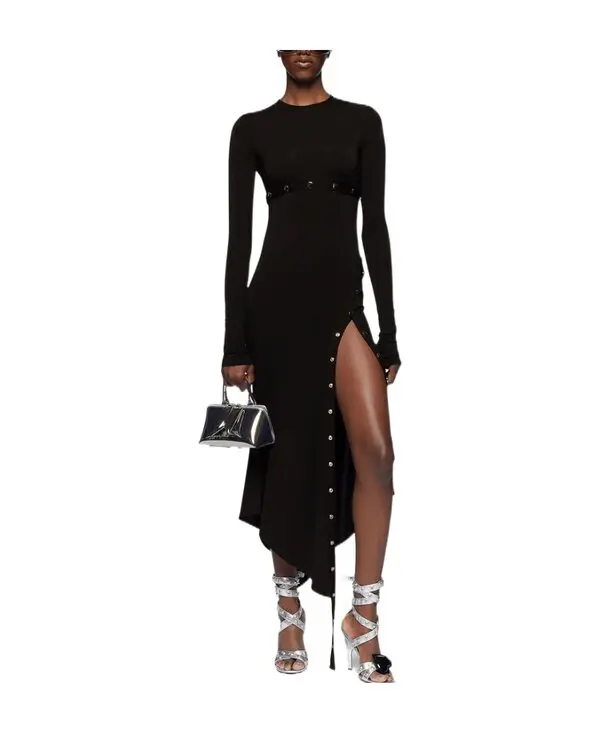 Attico Asymmetric Convertible Long-sleeved Midi Dress