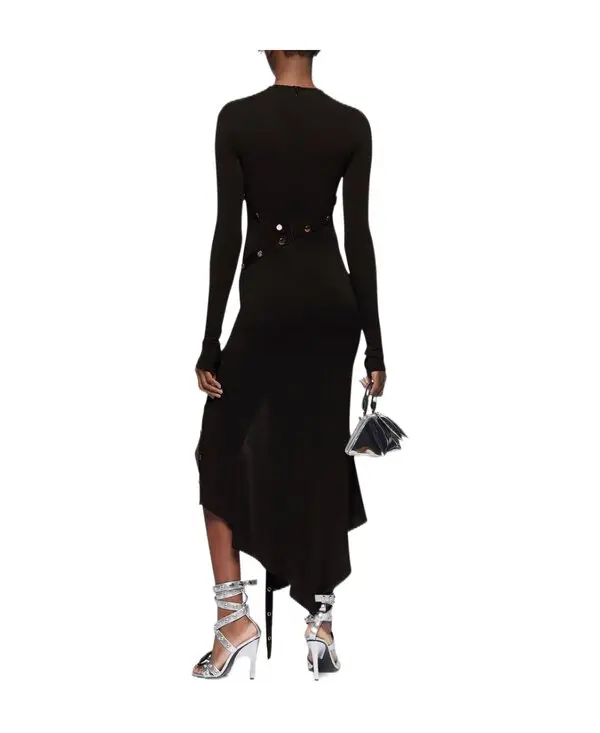 Attico Asymmetric Convertible Long-sleeved Midi Dress