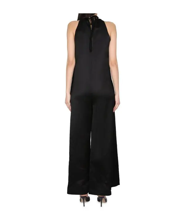 ALYSI Sleeveless Round Neck Jumpsuit With Wide Legs And Back Tie Detail