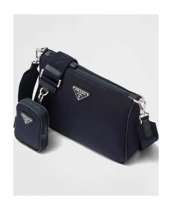 Prada Re-nylon And Saffiano Leather Shoulder Bag - Blue