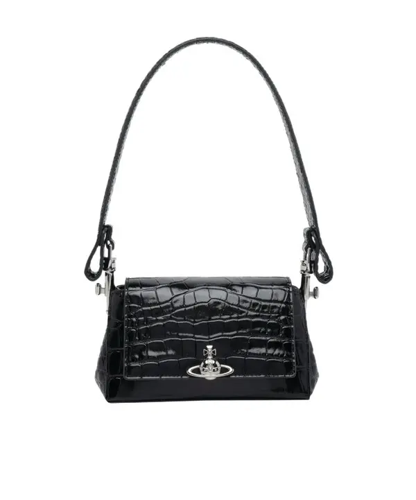 VIVIENNE WESTWOOD Orb Plaque Embossed Small Shoulder Bag - Black