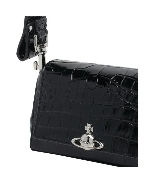 VIVIENNE WESTWOOD Orb Plaque Embossed Small Shoulder Bag - Black