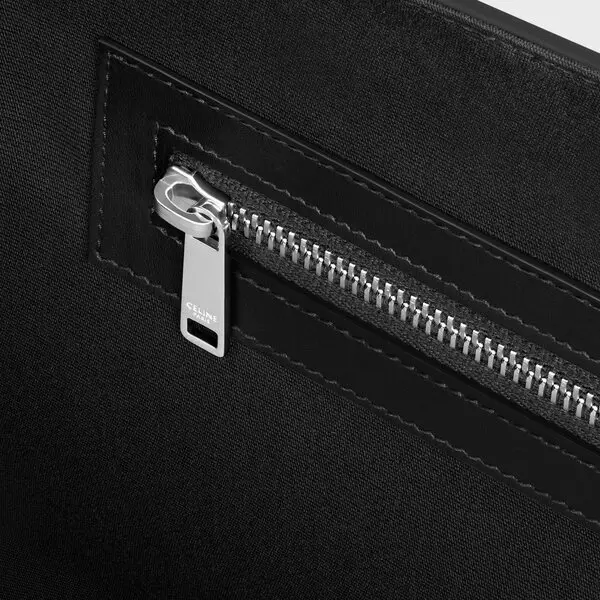 Celine Large Cabas Tote In Triomphe Canvas And Calfskin
