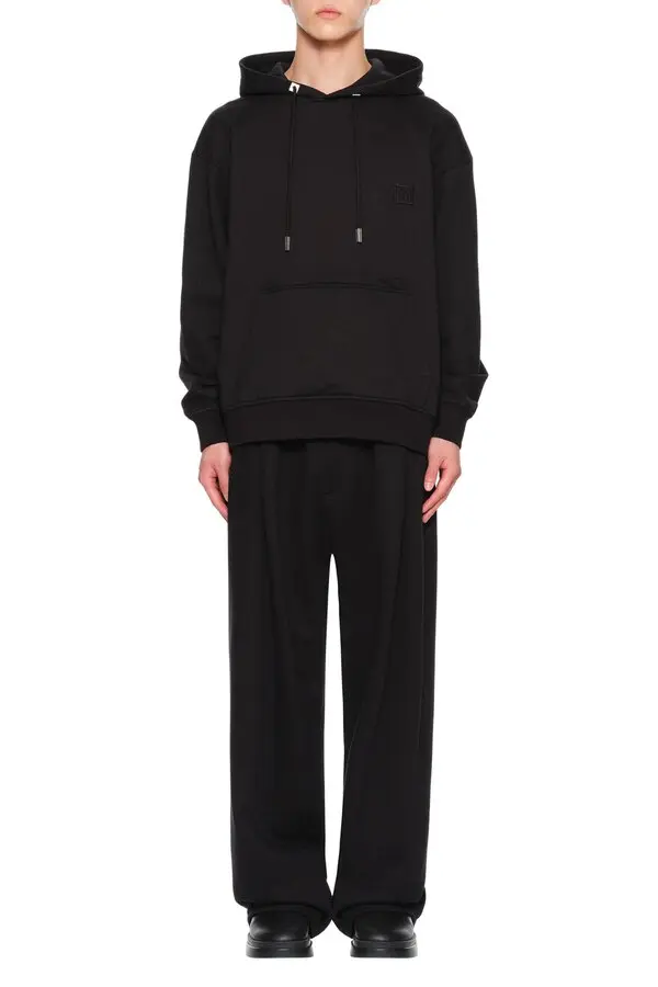 WOOYOUNGMI Floral Motif Drawstring Hoodie - Black