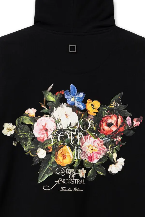 WOOYOUNGMI Floral Motif Drawstring Hoodie - Black