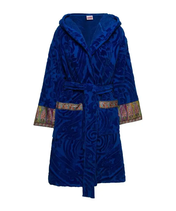 Etro New Tradition Hooded Paisley-print Bath Robe - Blue