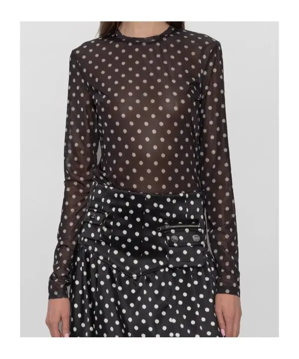 GANNI Printed Sheer Long-sleeved Top