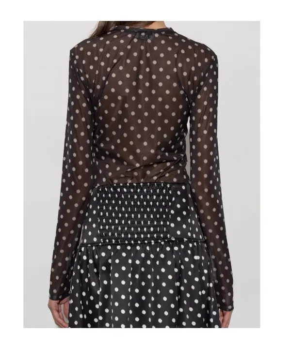 GANNI Polka Dot Sheer Top