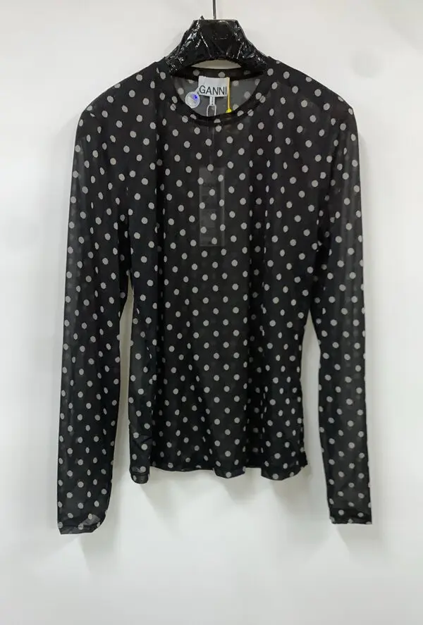 GANNI Polka Dot Sheer Top