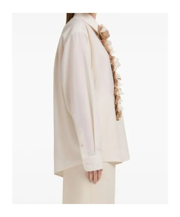 Marni Detachable Plastron Twill Shirt - Stonewhite