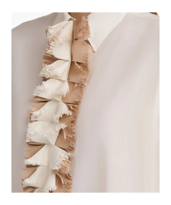 Marni Detachable Plastron Twill Shirt - Stonewhite
