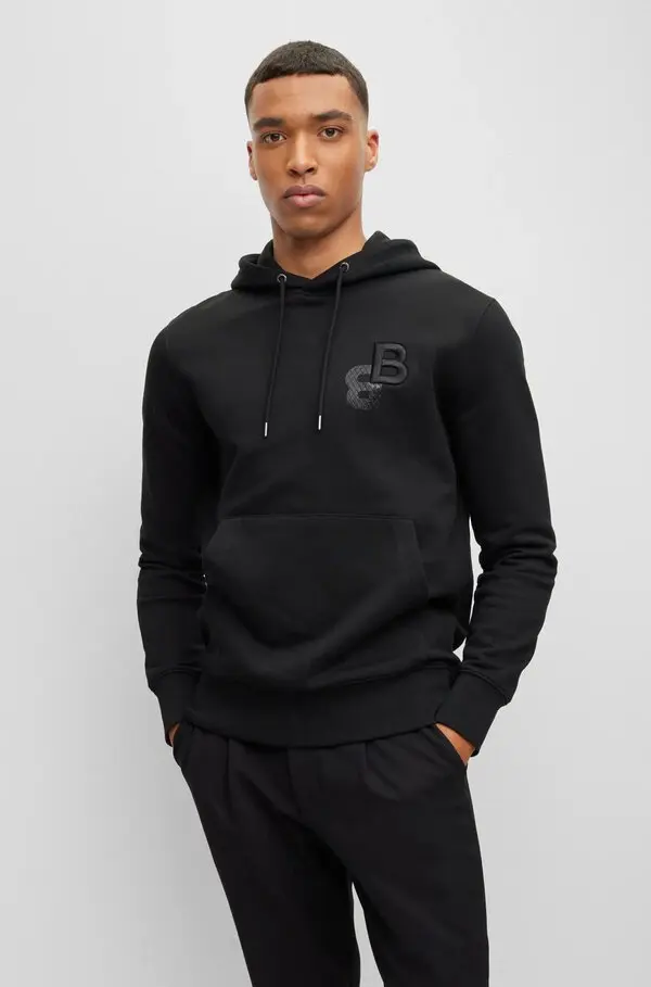 Hugo Boss Logo Embroidered Cotton Hoodie