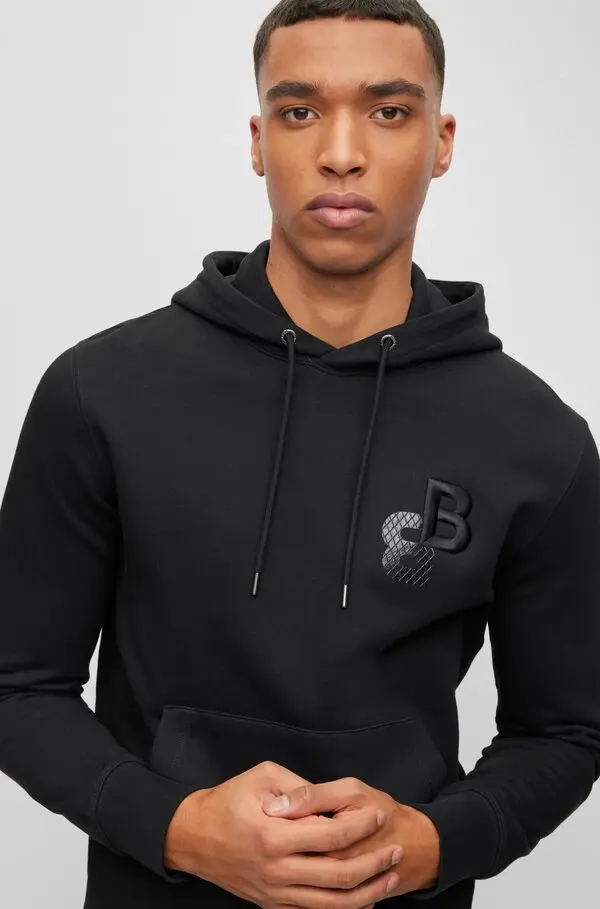 Hugo Boss Logo Embroidered Cotton Hoodie