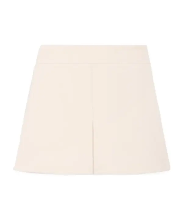 Celine Wool Silk Gabardine Trapeze Mini Skirt - Cream
