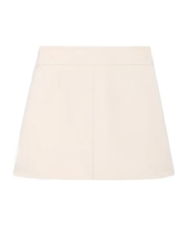 Celine Wool Silk Gabardine Trapeze Mini Skirt - Cream