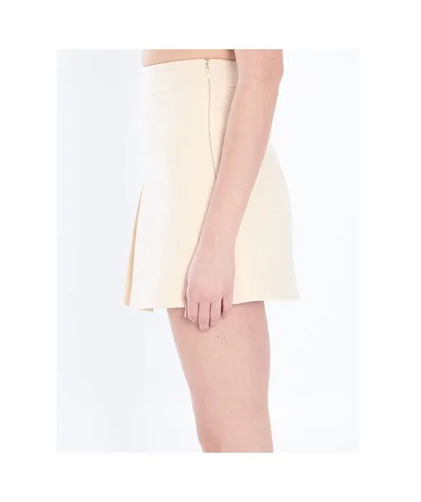Celine Wool Silk Gabardine Trapeze Mini Skirt - Cream