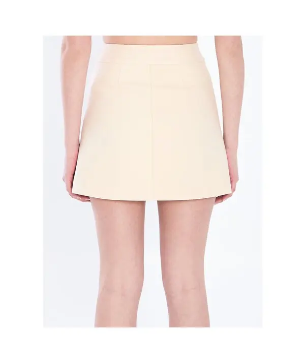 Celine Wool Silk Gabardine Trapeze Mini Skirt - Cream