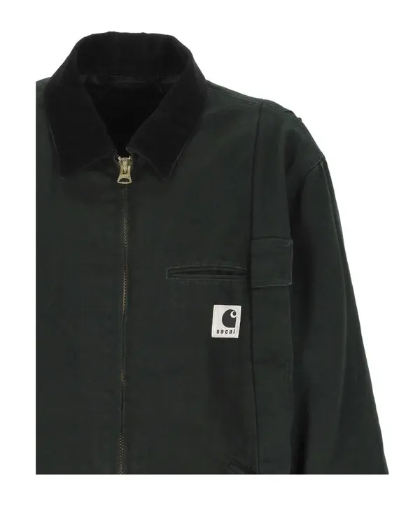 Sacai X Carhartt Wip Logo Patch Zip-up Jacket - Green