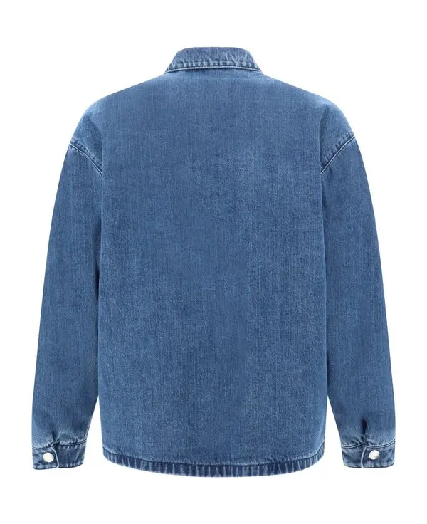 Prada Buttoned Logo Plaque Denim Shirt